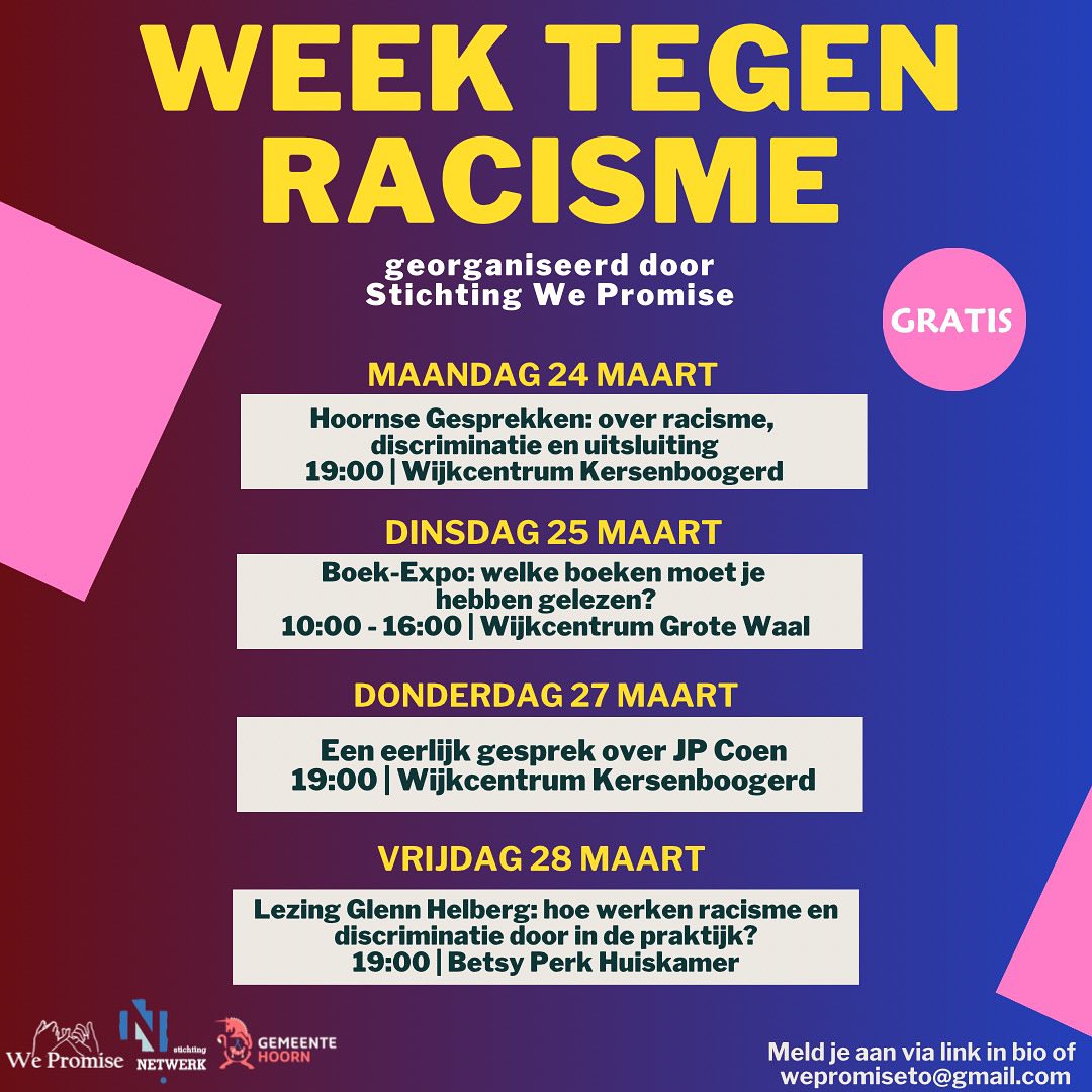 24-28 maart, Hoorn: Week tegen Racisme met vier evenementen | Doorbraak.eu