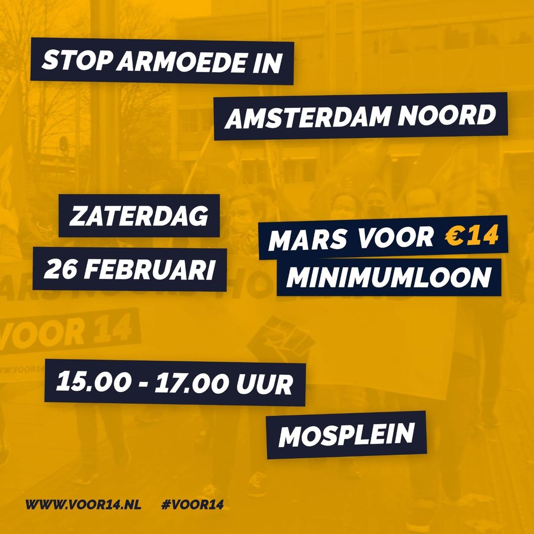 26 februari, Amsterdam: mars voor € 14 minimumloon “Stop Armoede ...
